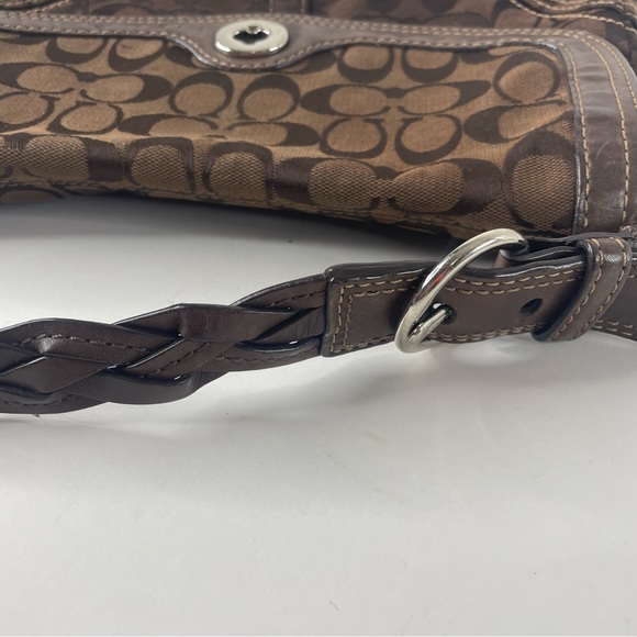 Coach | Bags | Coach Signature Brown Canvas Braided Leather Shoulder ...